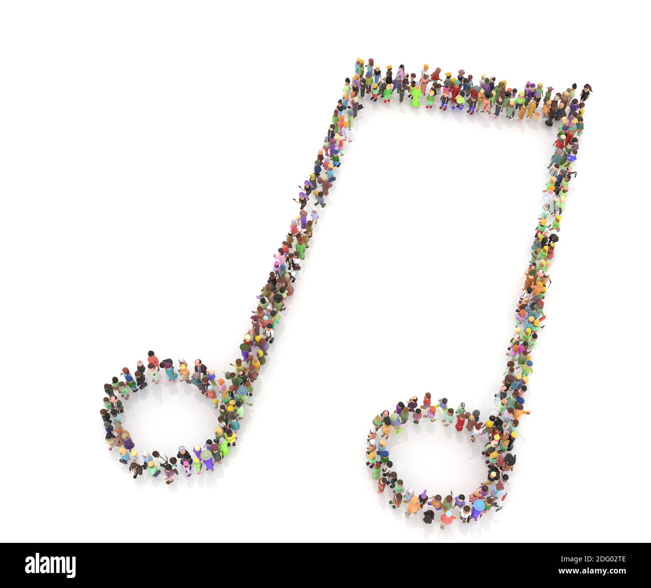 large crowd of people undraw in musical shape, 3d rendering Stock Photo ...