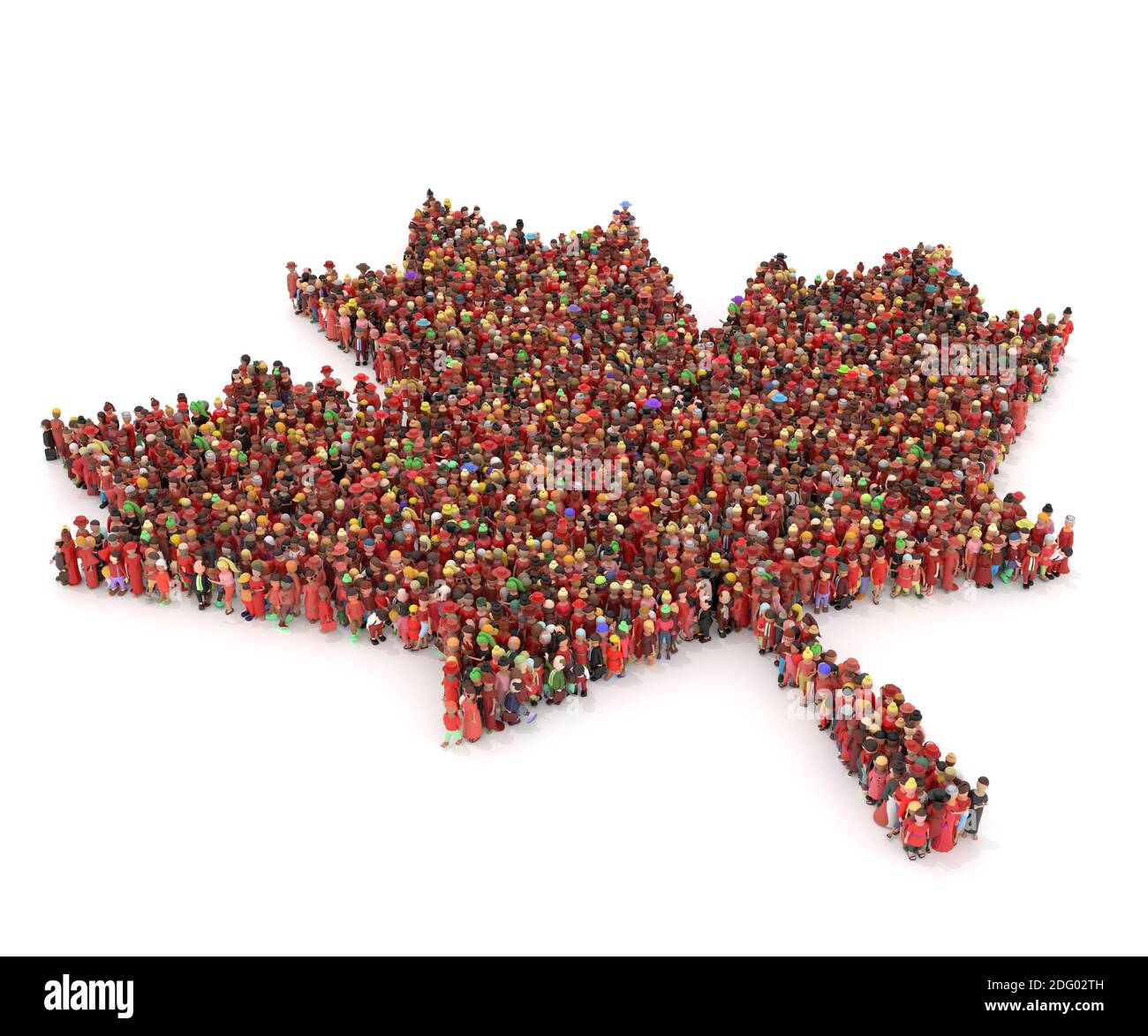 Large crowd of people 3D rendered seen from above in the shape of a ...