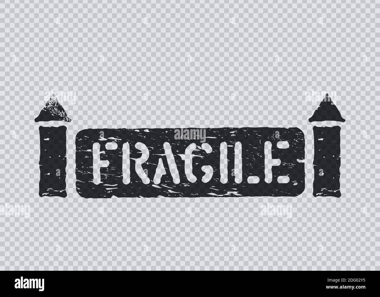 Grunge Fragile cargo box sign with arrows on transparent background for ...
