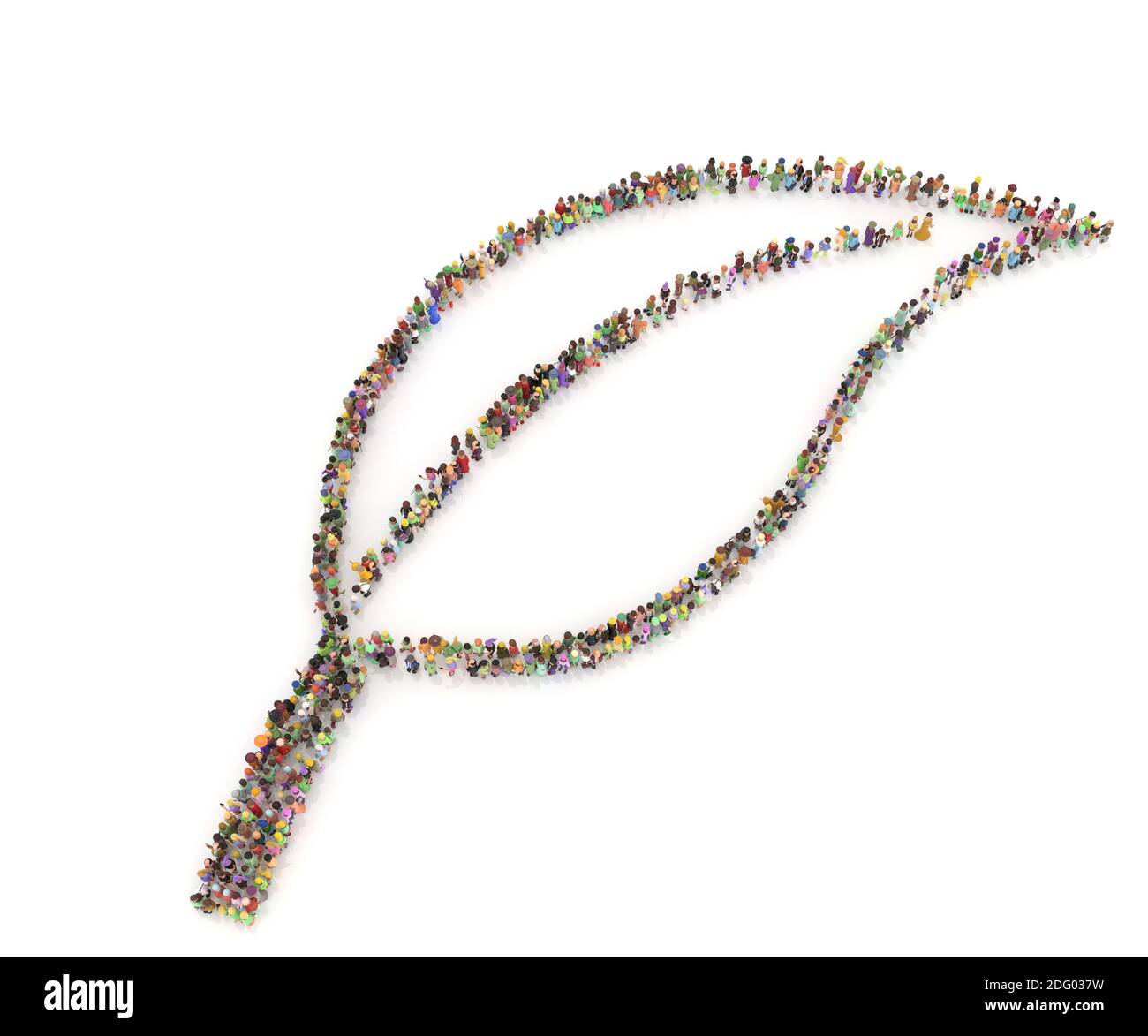 Large crowd of people 3D rendered seen from above in the shape of a ...