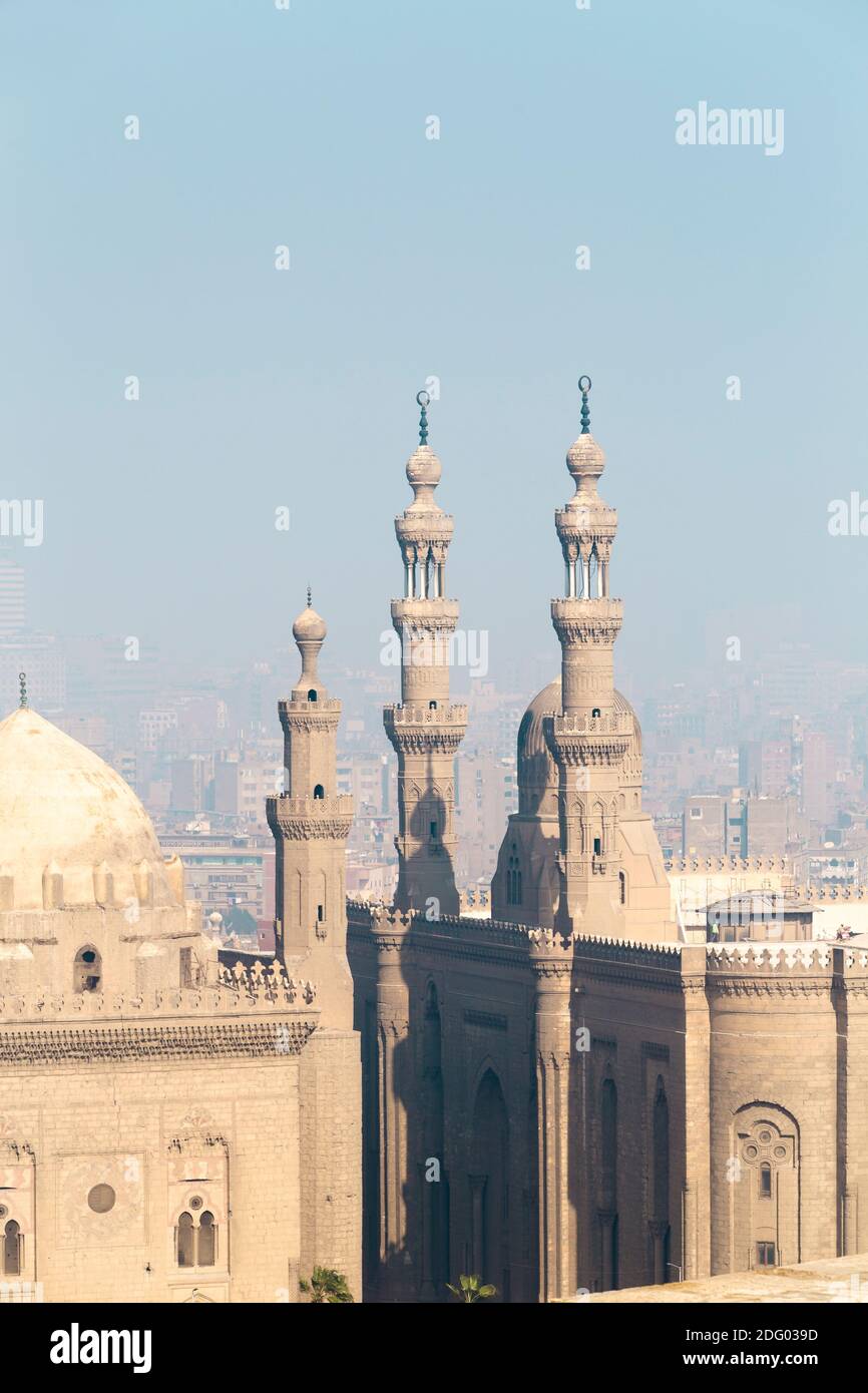 The spires of the sultan Hassan mosque and madrassa, Cairo, Egypt Stock ...