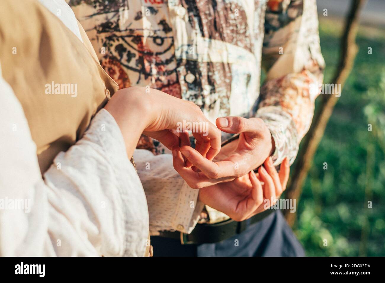 gentle hand gestures of a couple in love Stock Photo - Alamy