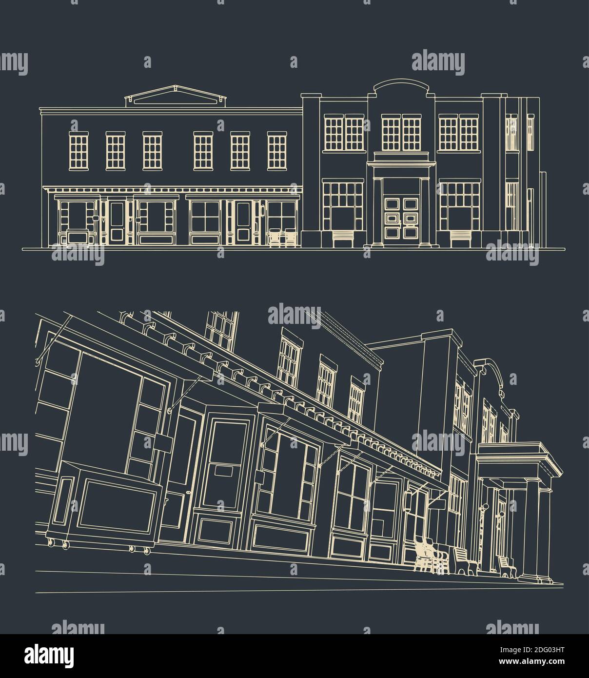 Stylized vector illustration of an old historical building. Streets ...