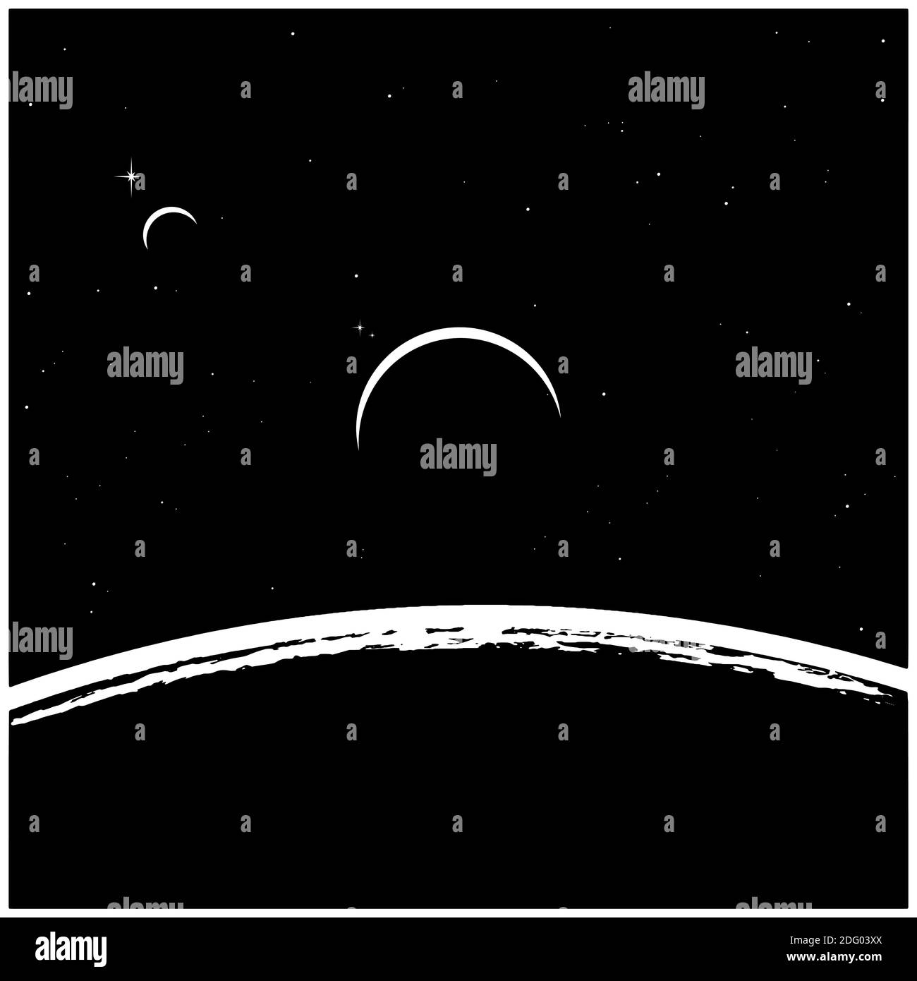 Stylized vector illustration on the theme of space. The orbit of the ...