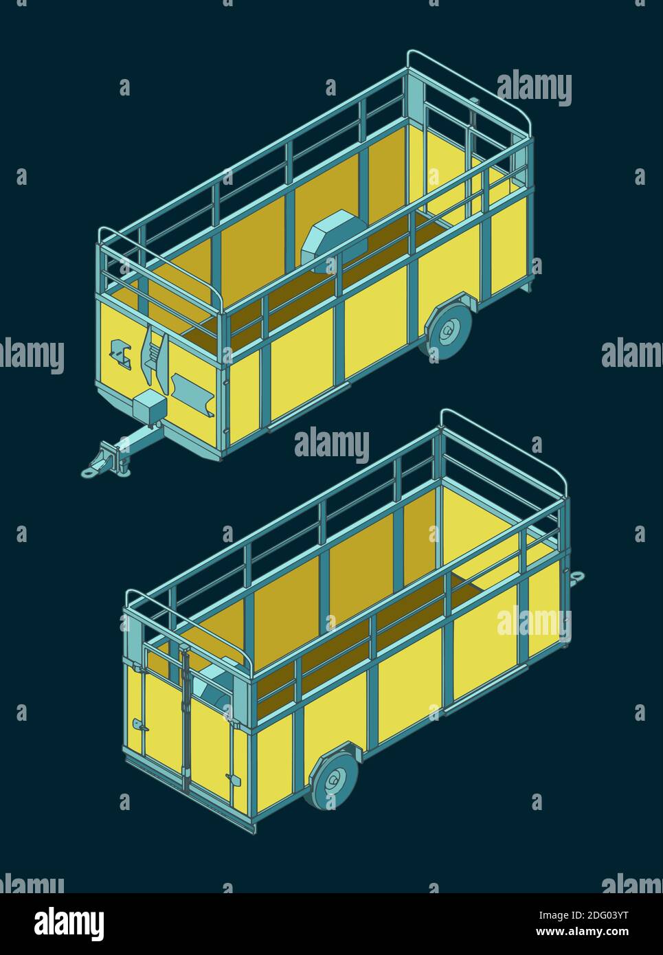 Stylized vector illustrations of a Farm Tractor trailer cartoon ...