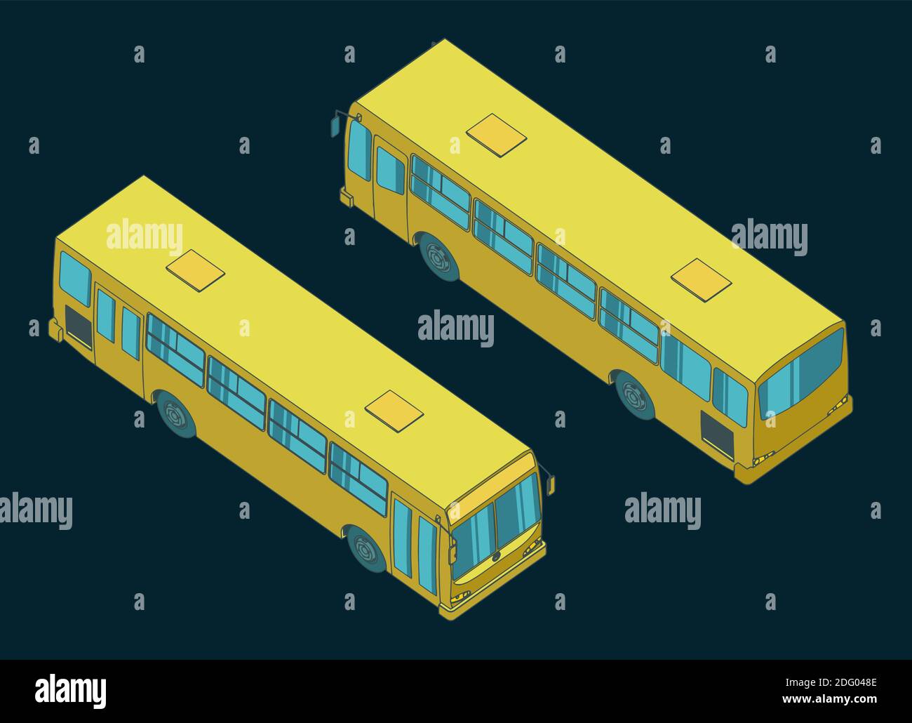 Stylized isometric city bus vector illustration Stock Vector Image ...