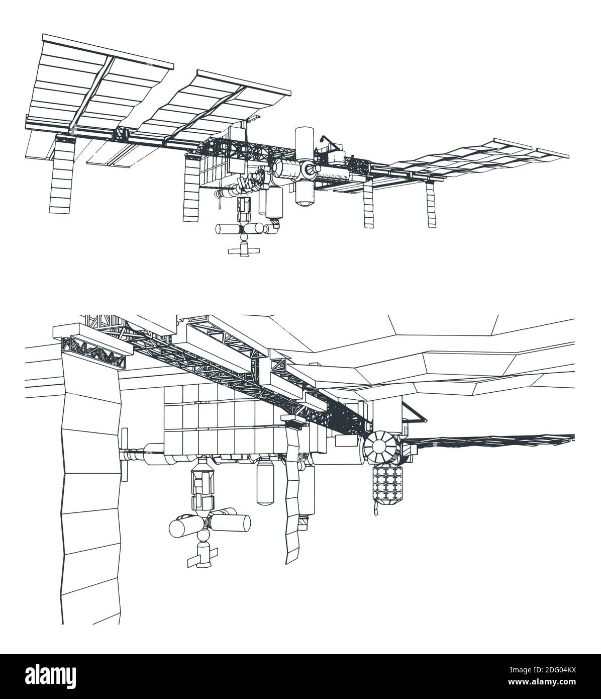 Stylized vector illustration on the theme of the space industry ...