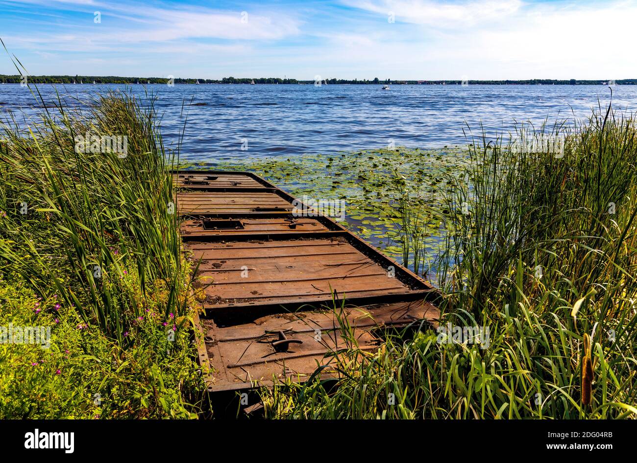 Panoramic view of Zegrzynskie Reservoir Lake and Narew river with ...