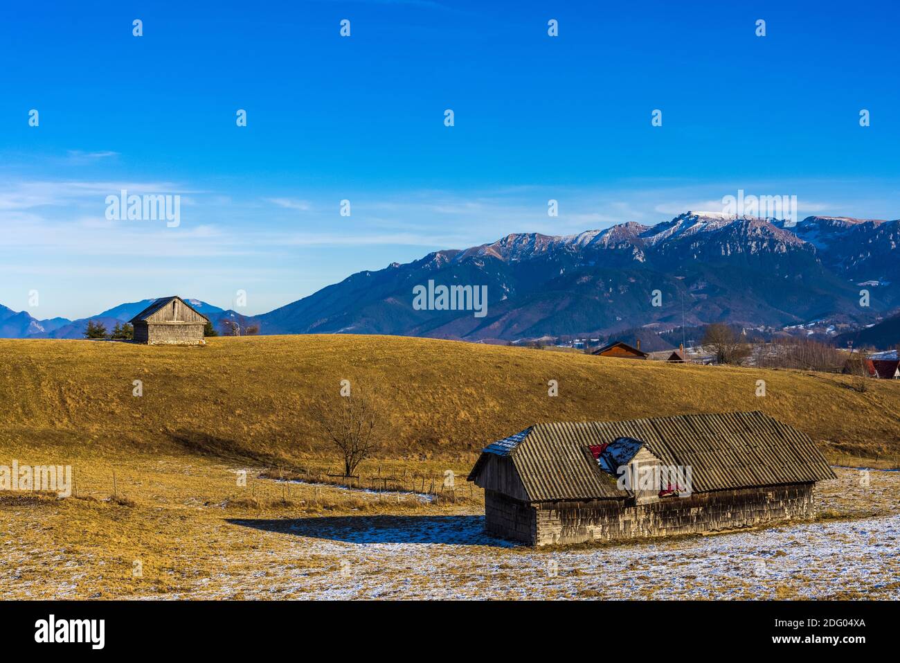 Old wooden house on the mountain Stock Photo - Alamy