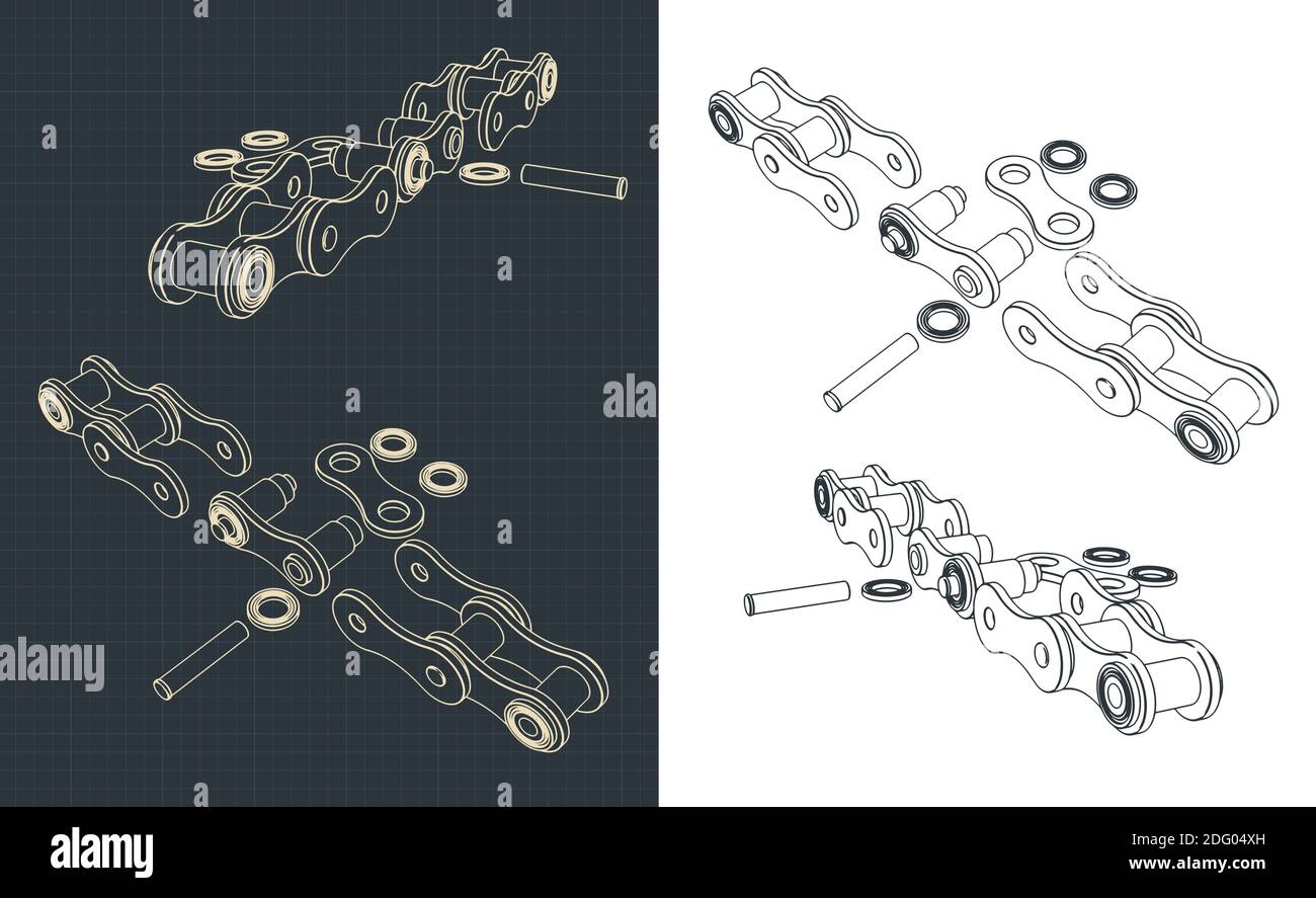Stylized vector illustration of a close-up of mechanical chain ...