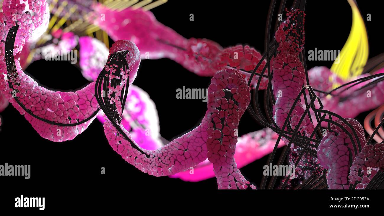 Chain of amino acid or bio molecules called protein - 3d illustration ...