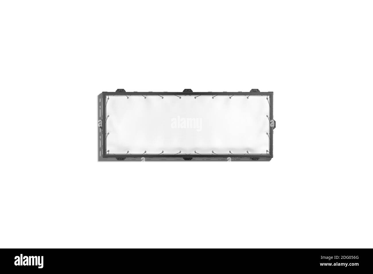 Blank white narrow rectangle stretching banner black grip frame mockup ...
