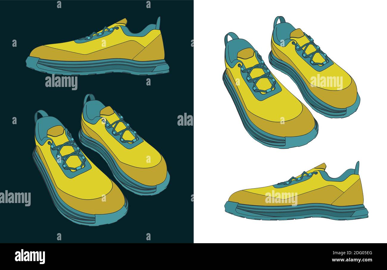 Stylized vector illustration of Sneakers color drawings Stock Vector ...