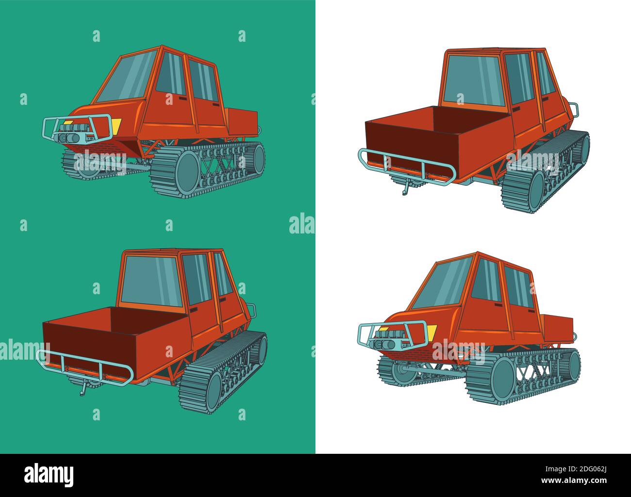 Stylized vector illustration of a tracked all-terrain vehicle Stock ...