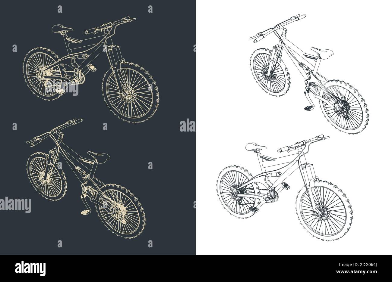 Stylized vector illustrations of a mountain bike Stock Vector Image ...
