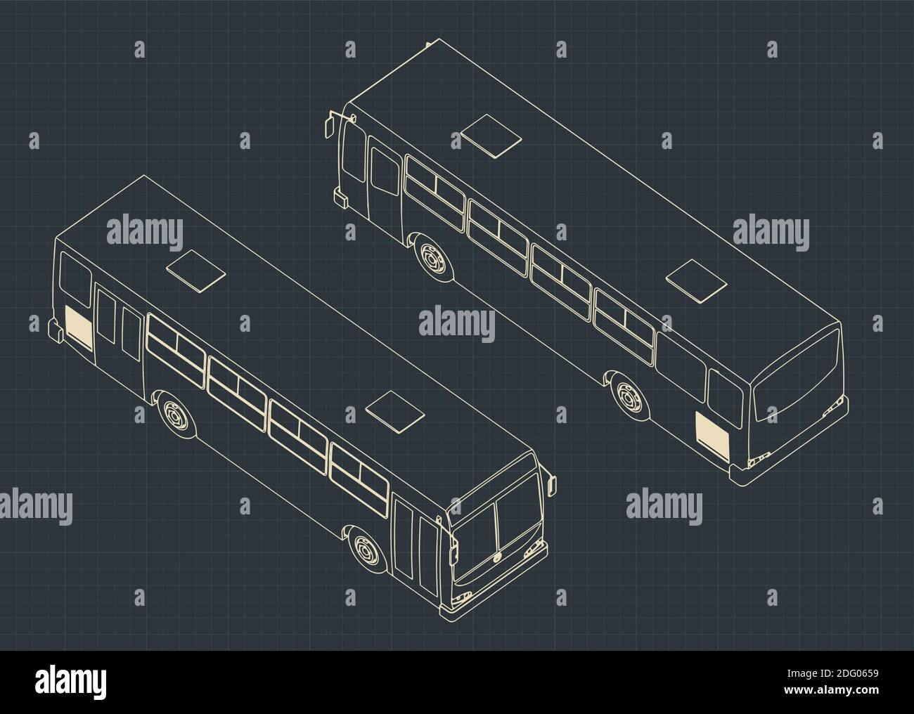 Stylized isometric illustration drawings of city bus Stock Vector Image ...
