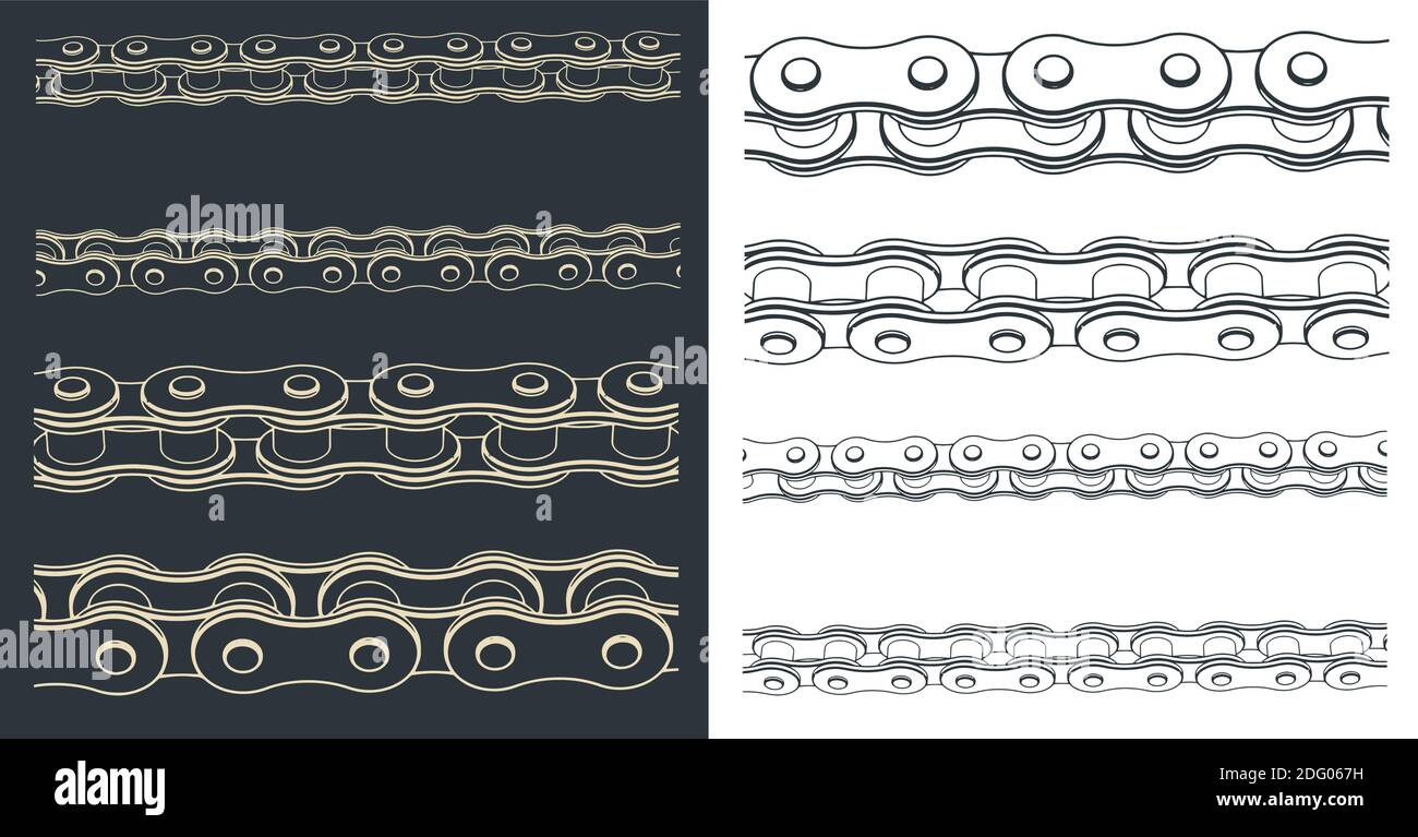 Stylized vector illustration of a close-up of mechanical chain ...