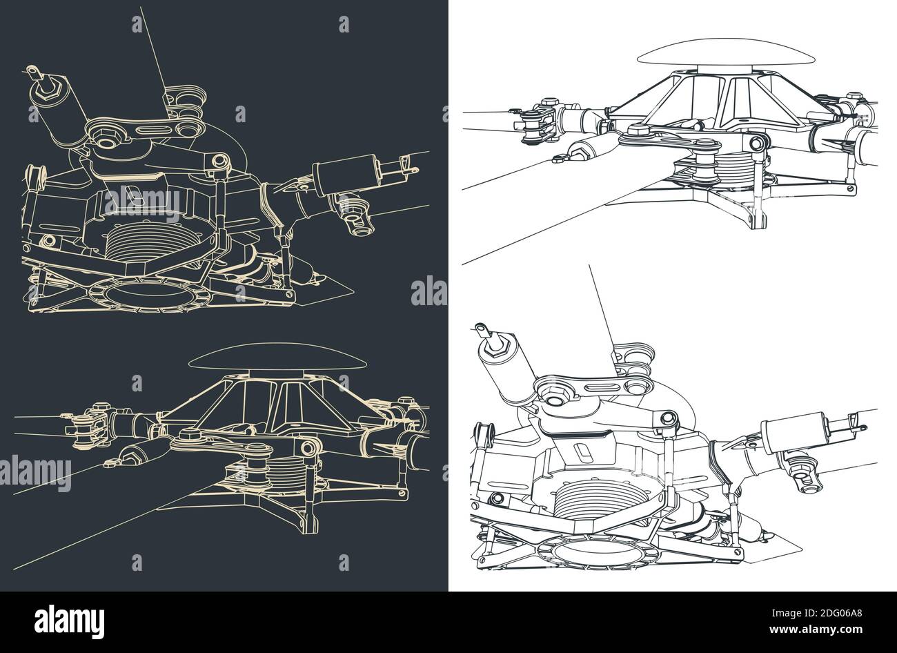 Stylized vector illustration of a drawing of the main rotor of a large ...