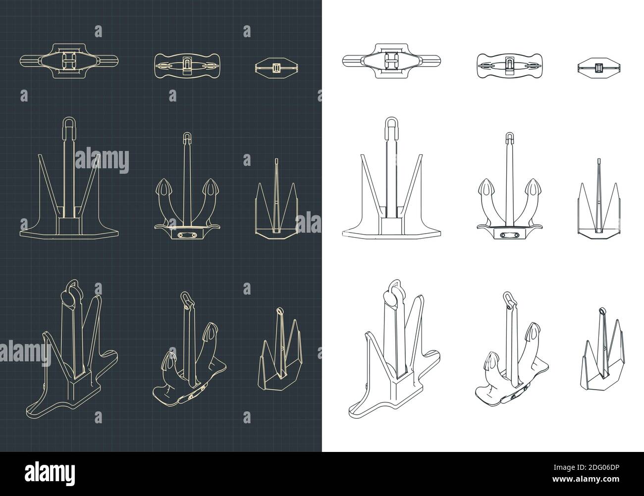 Stylized vector illustration of different anchor drawings Stock Vector ...