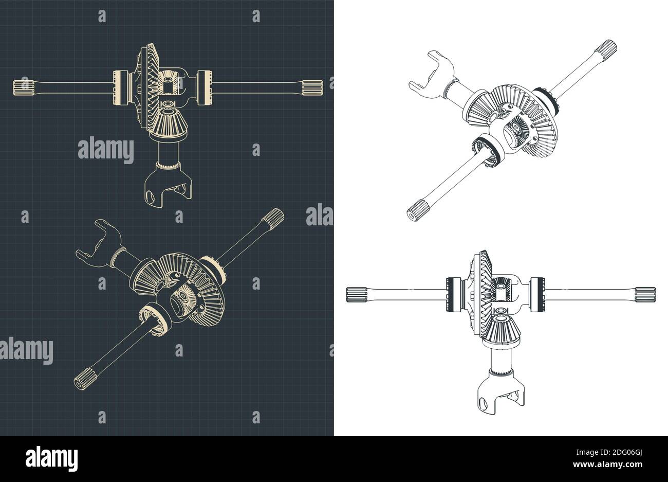 Stylized vector illustration of Gear Differential drawings Stock Vector ...