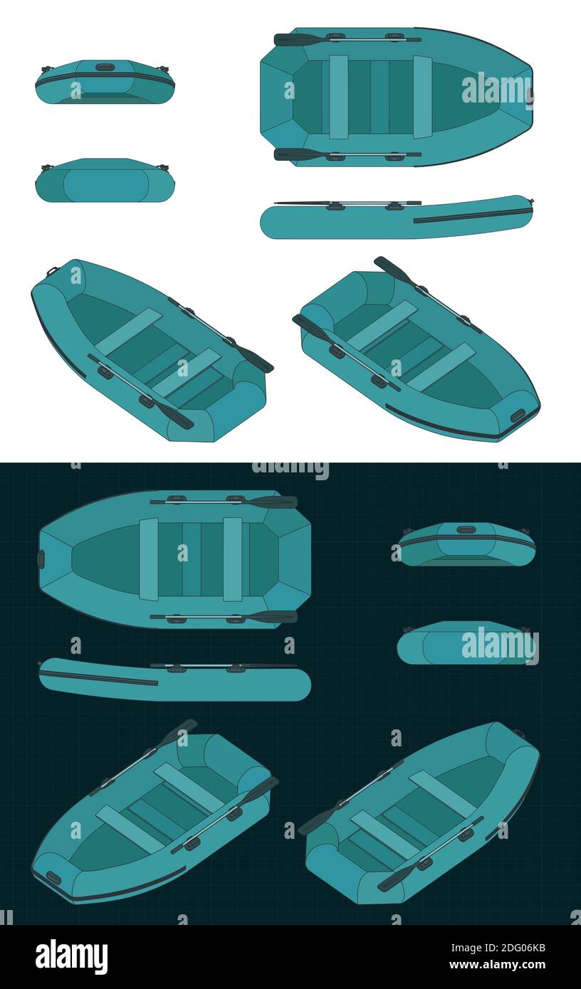 Stylized vector illustration of rubber boat color drawings Stock Vector ...