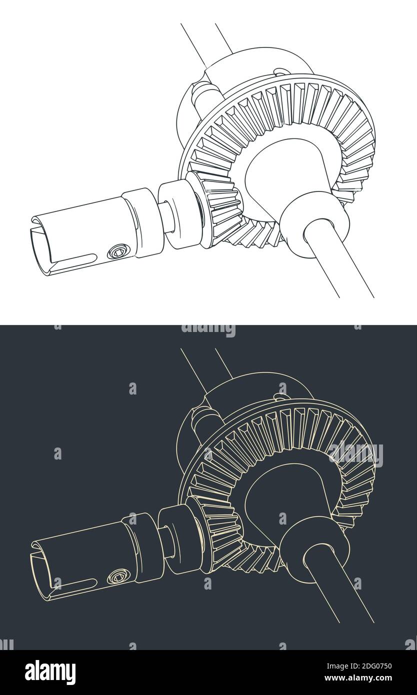 Stylized vector illustration of Gear Differential drawings Stock Vector ...