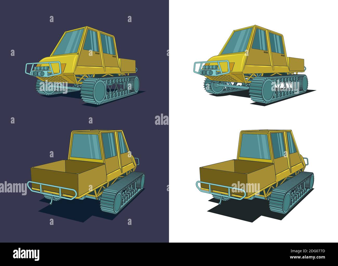 Stylized color vector illustration of a tracked all-terrain vehicle ...