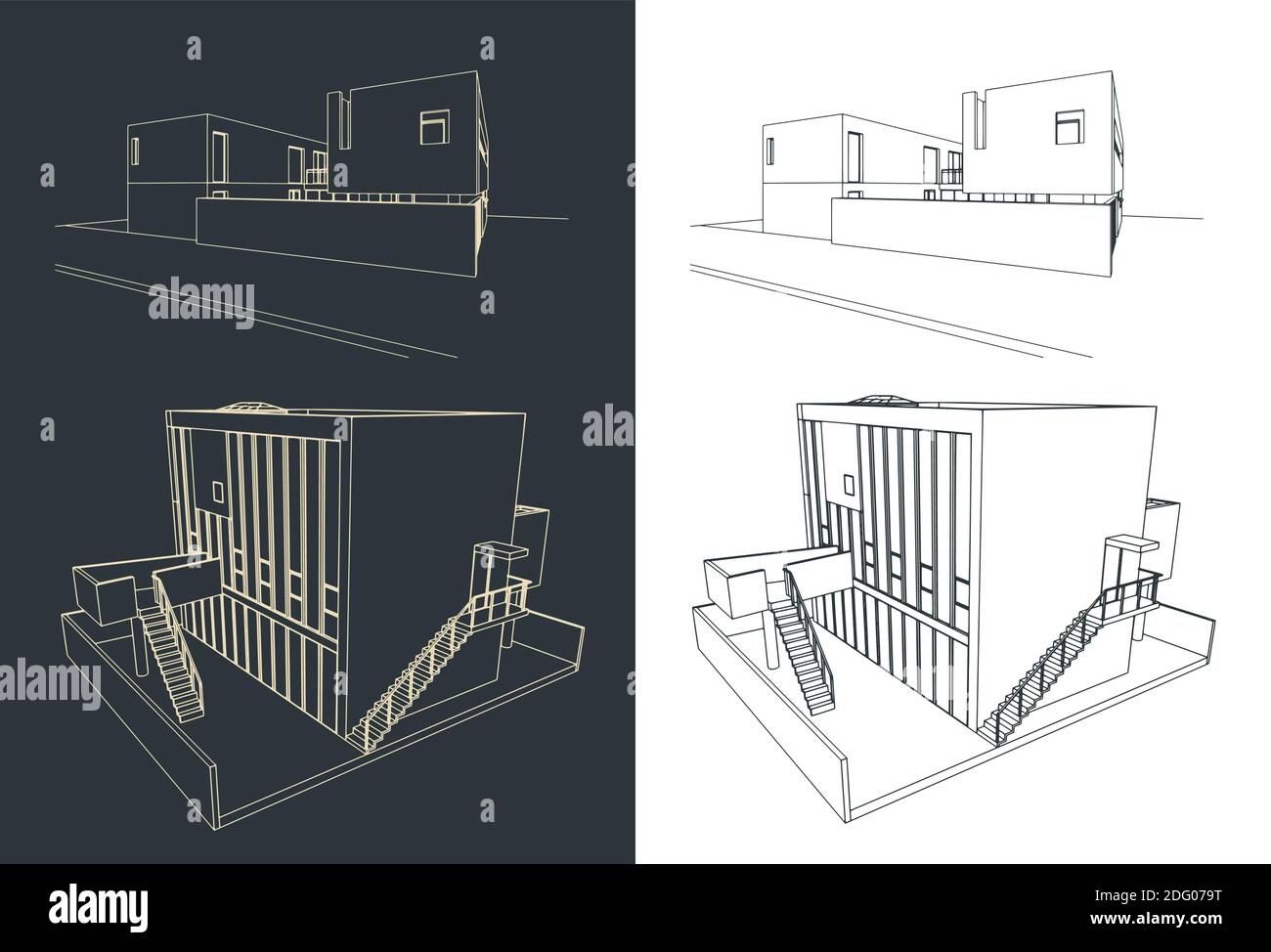 Stylized vector illustration of sketches of modern buildings Stock ...