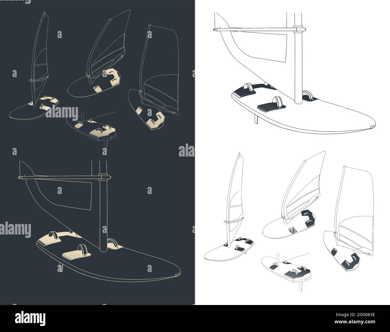 Stylized vector illustration on the theme of windsurfing. Windsurf ...