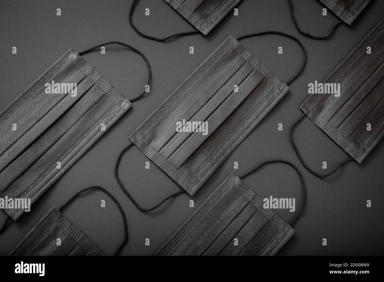 Black medical face mask pattern. Protective face disposable surgical ...