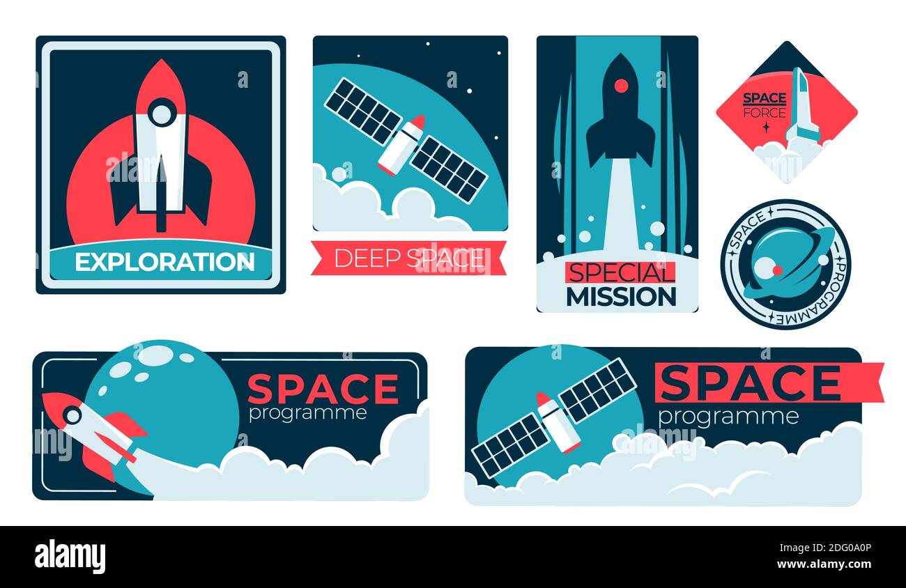 Launching rocket in outer space, satellite vector Stock Vector Image ...