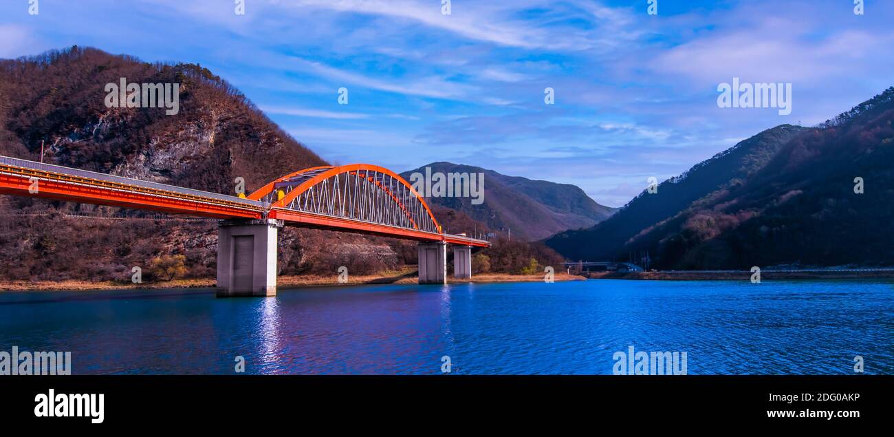 Bridge over water in Danyang South Korea Stock Photo - Alamy