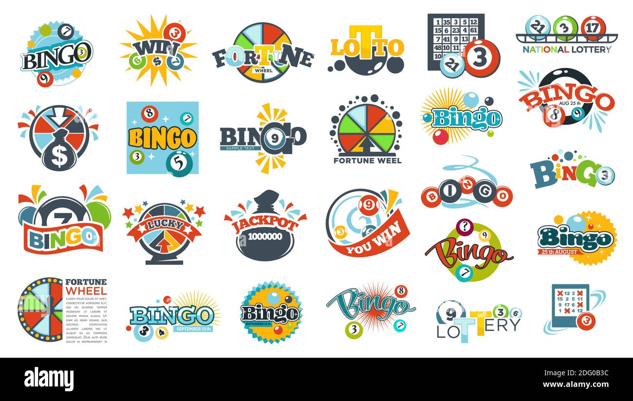 Fortune wheel, loto and bingo, labels lotteries Stock Vector Image ...