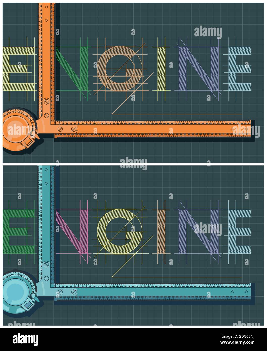 Stylized vector illustration on the them of engineering and design ...