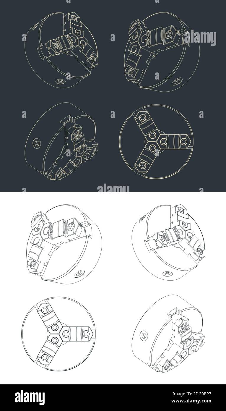 Stylized vector illustrations of Lathe Chuck Drawings Stock Vector ...