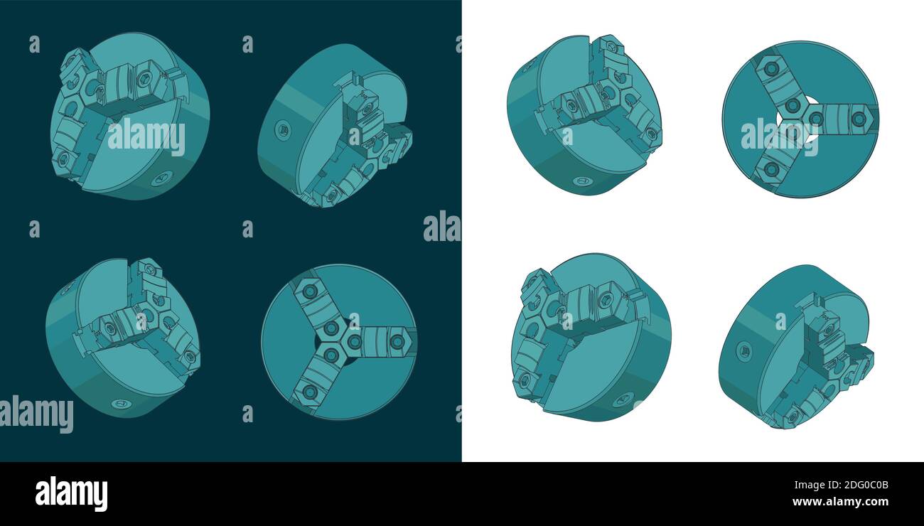 Stylized vector illustrations of Lathe Chuck Colorful Drawings Stock ...