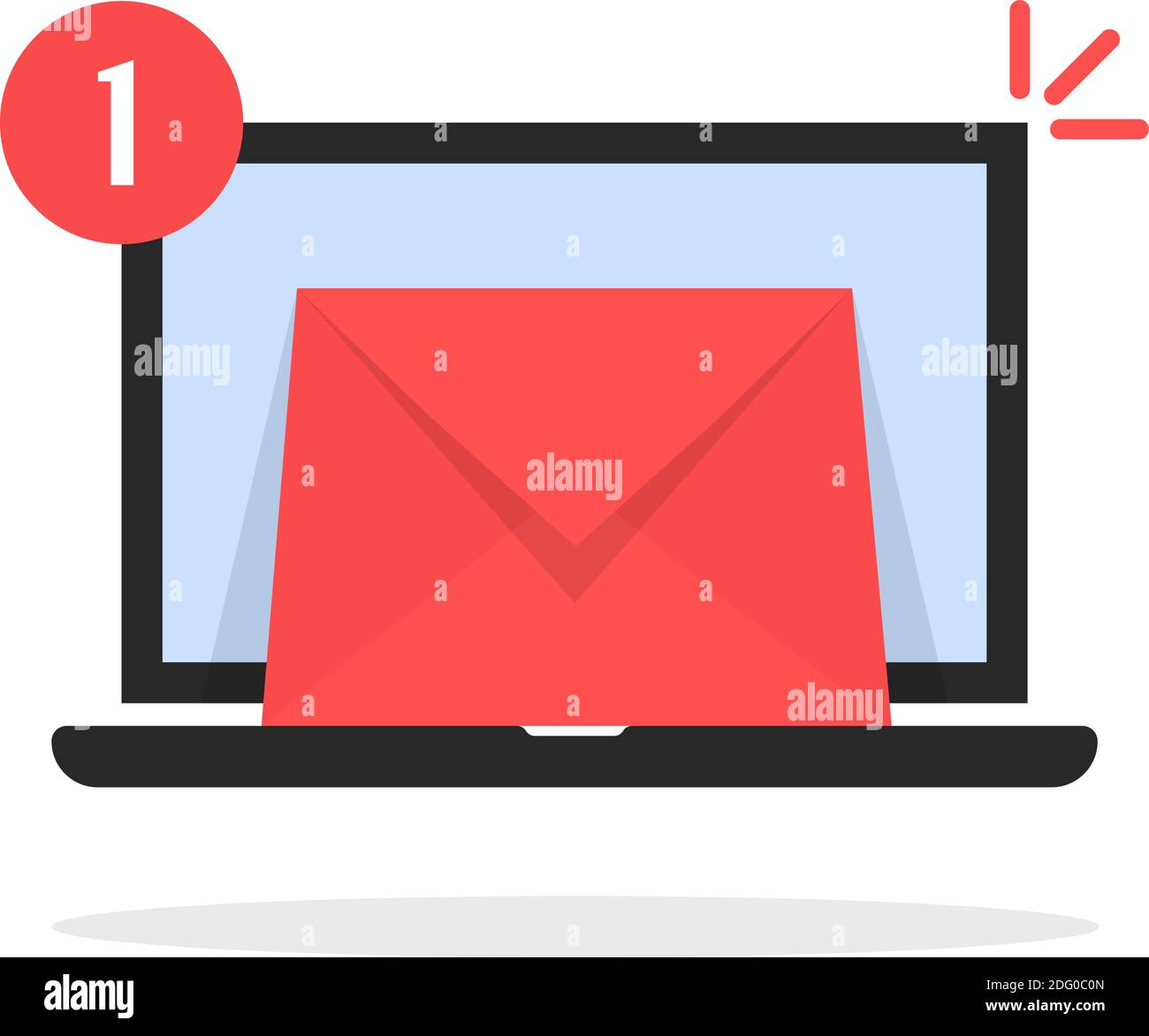red email message icon with laptop Stock Vector Image & Art - Alamy