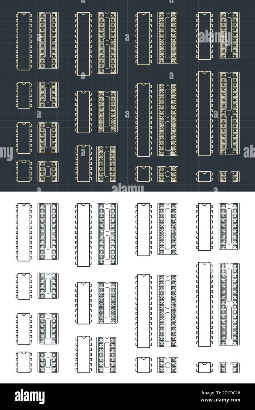 Stylized vector illustrations of different microcircuits and ...