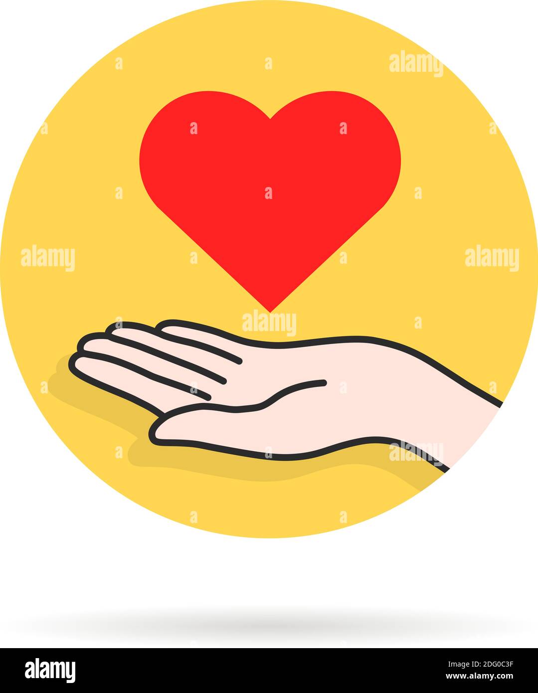round yellow charity logo with heart in hand Stock Vector Image & Art ...