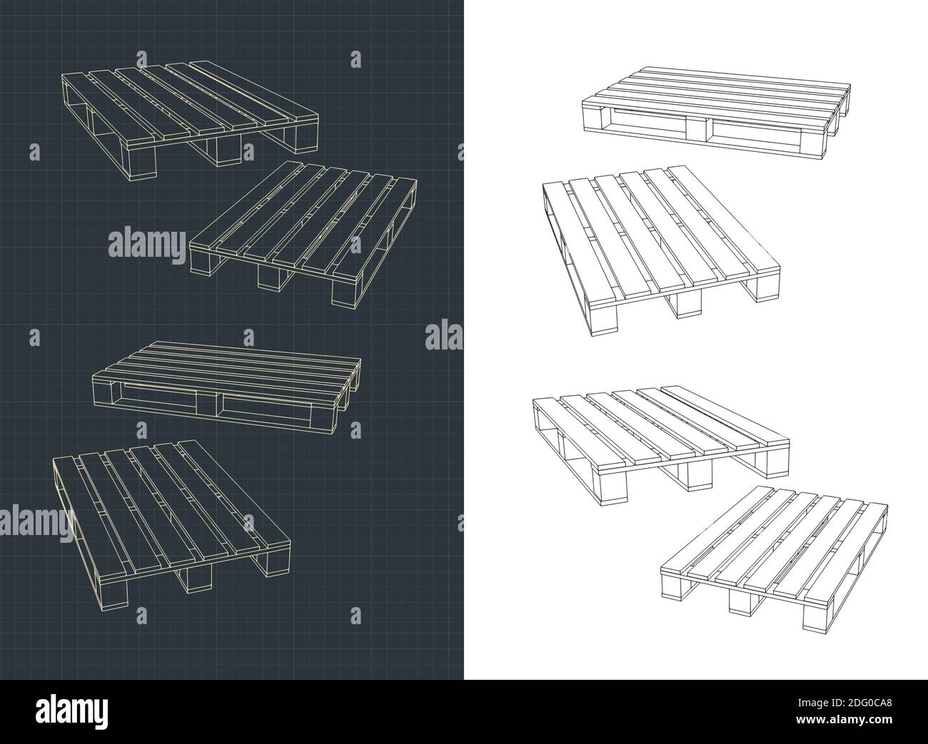 Stylized vector illustration of a Pallets drawings Stock Vector Image ...