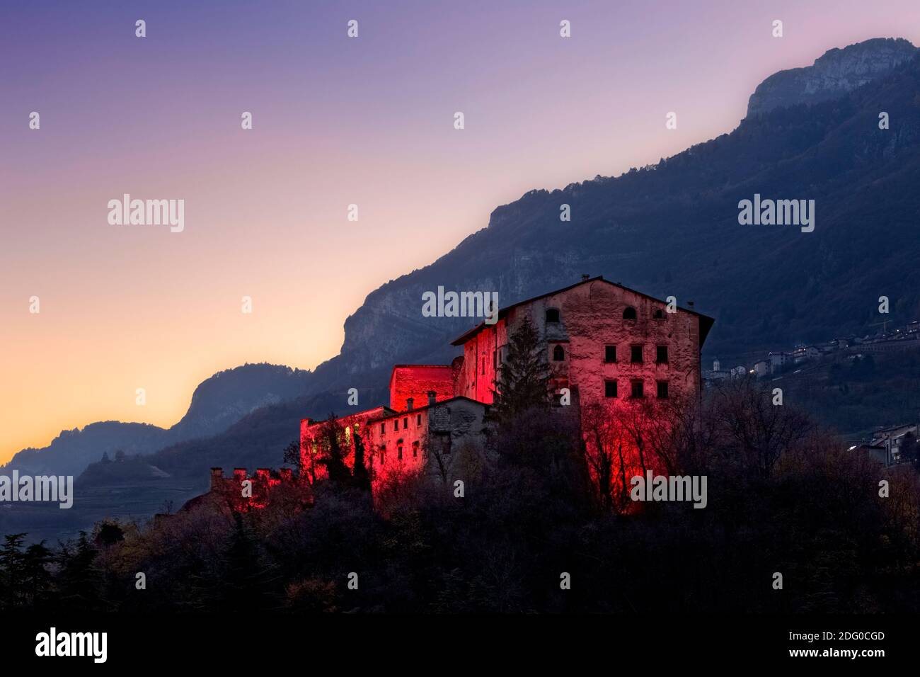 The Noarna castle at dusk. In the 17th century it was the scene of a ...