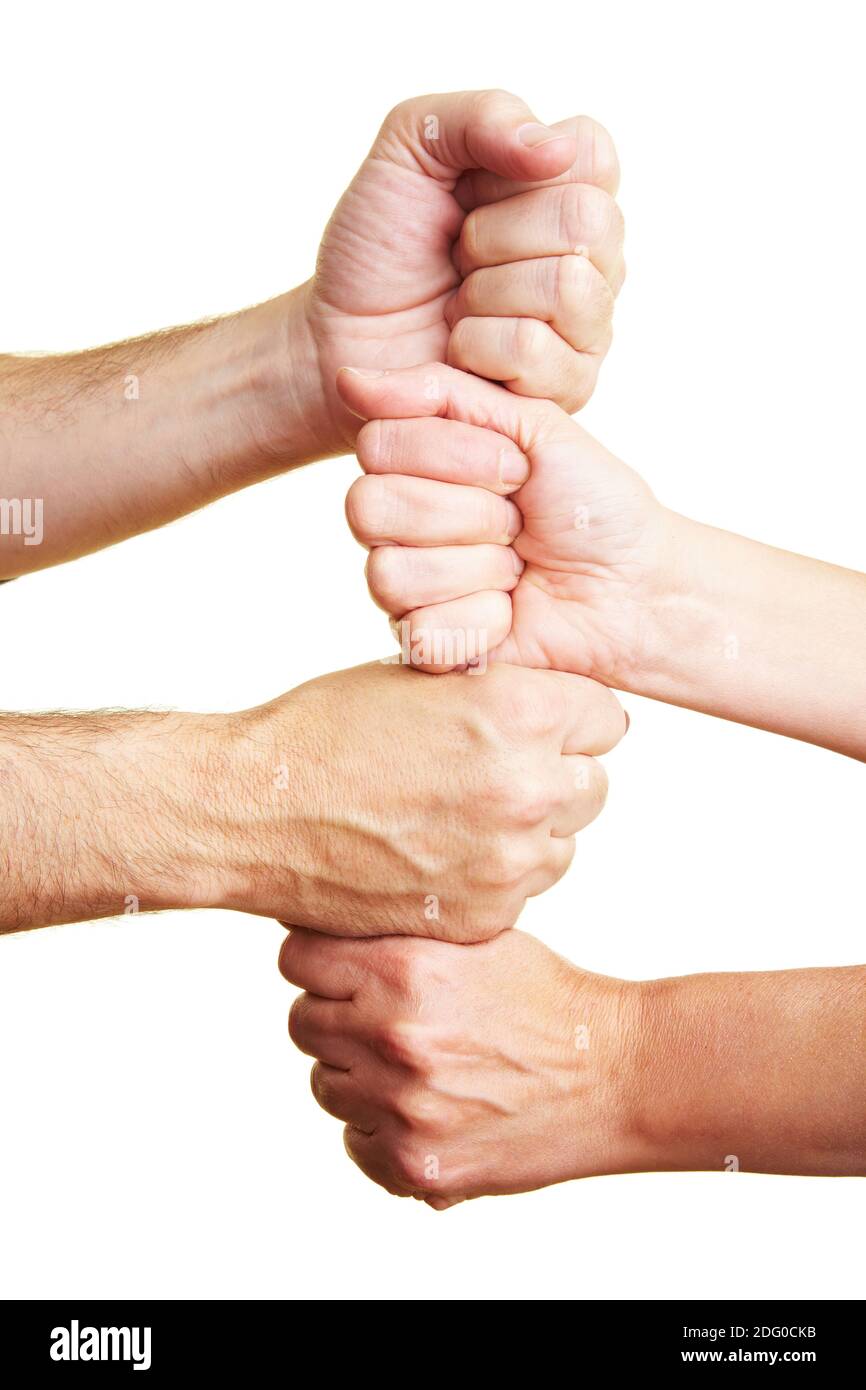 Tower of four fists Stock Photo - Alamy