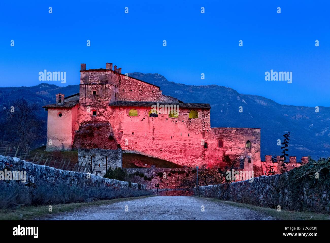 The Noarna castle at dusk. In the 17th century it was the scene of a ...