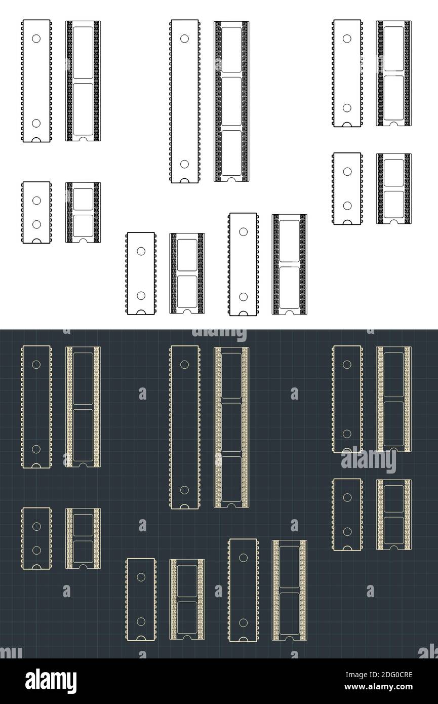 Stylized vector illustrations of different microcircuits and ...
