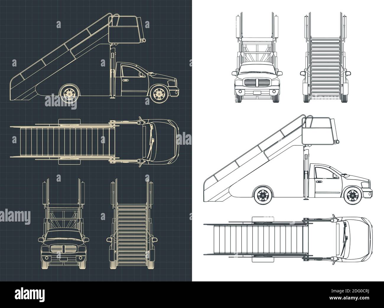 Stylized vector illustration of a Airport ladder car drawings Stock ...