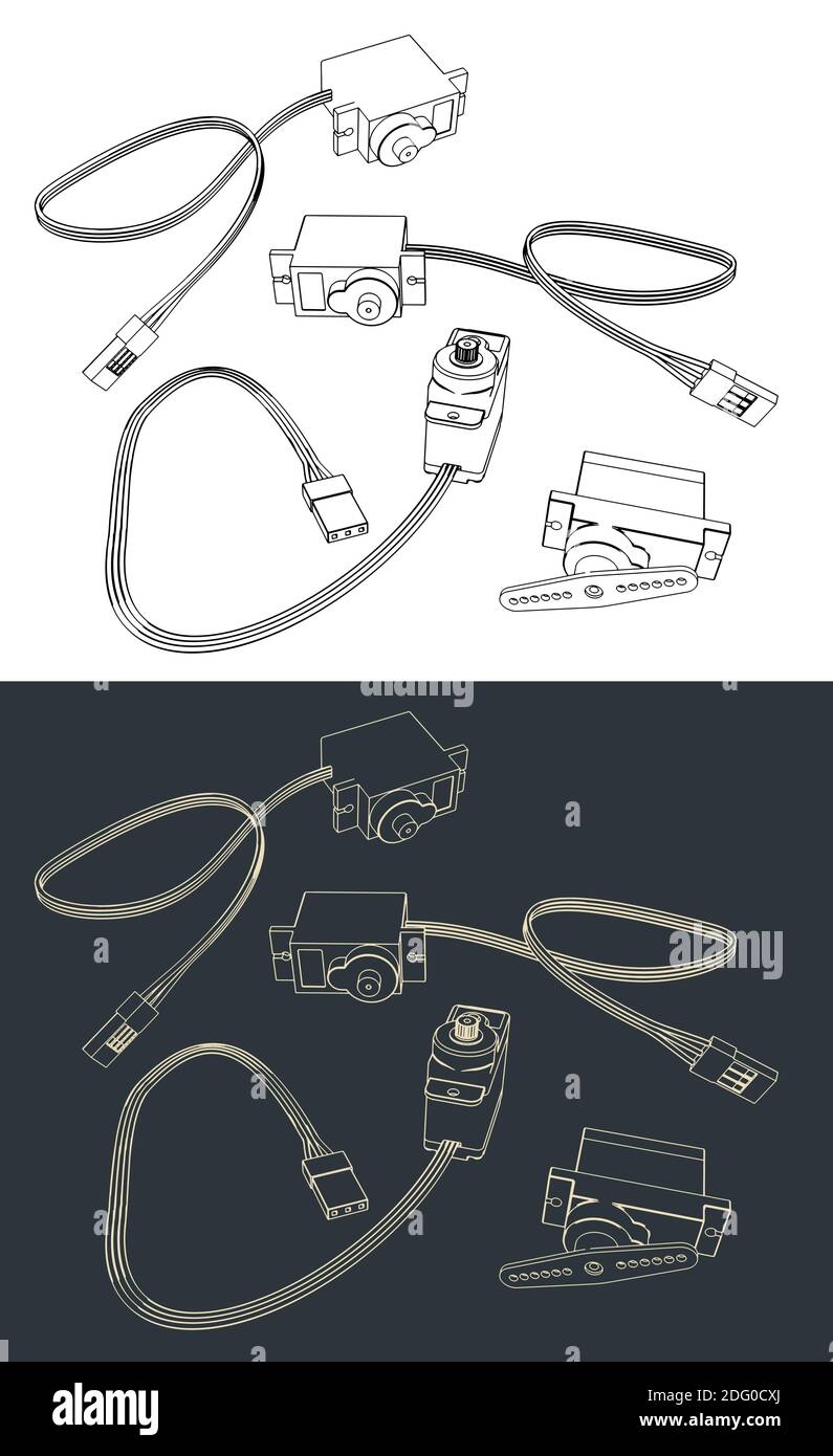 Stylized vector illustration of micro servos for education and robotics ...
