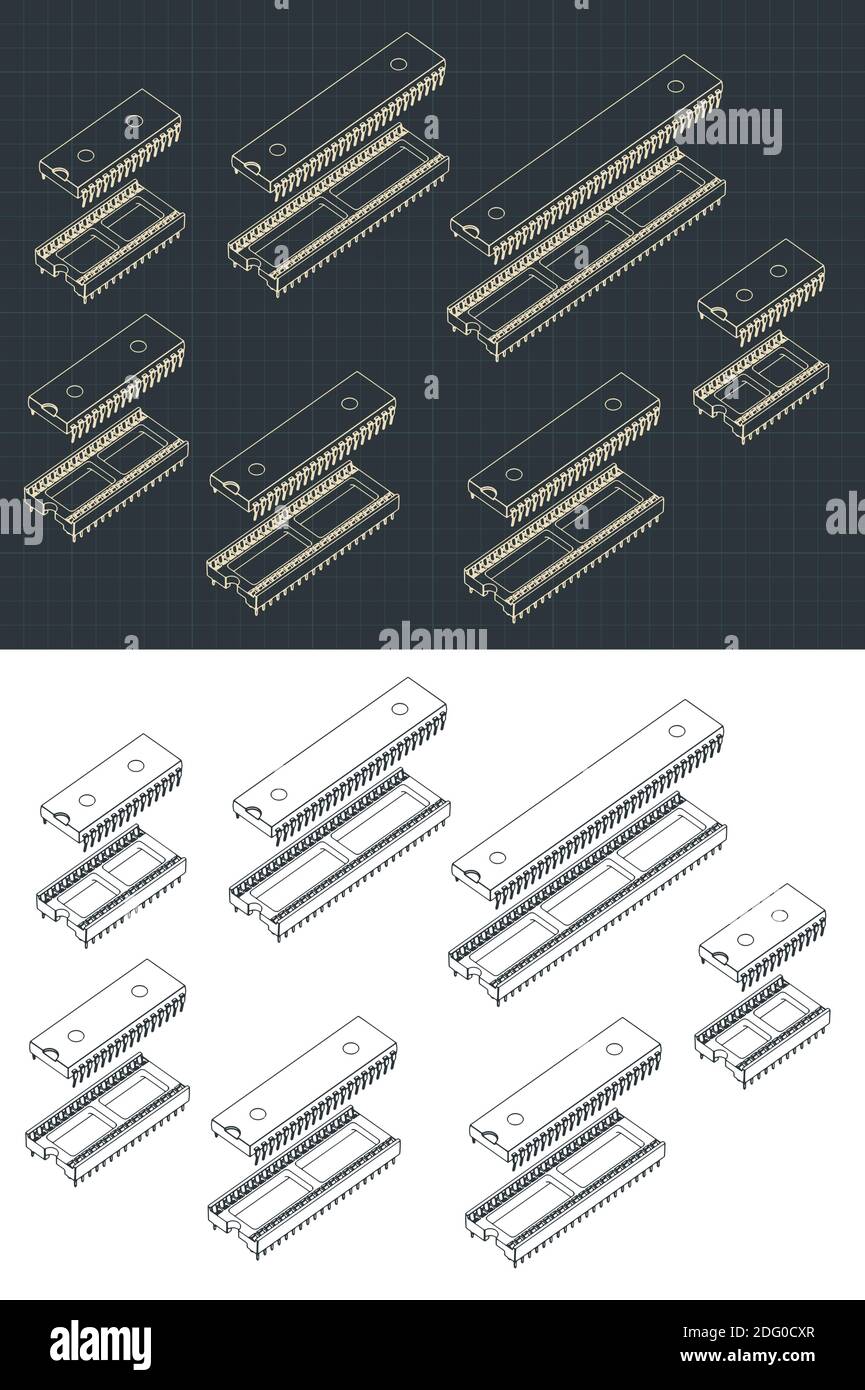 Stylized vector illustrations of different microcircuits and ...