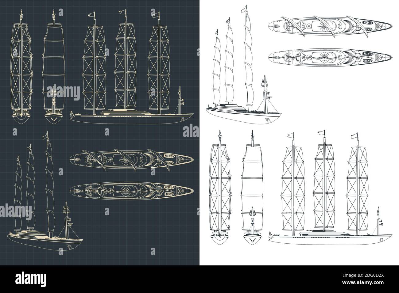 Stylized vector illustration of a drawing of a large modern three ...