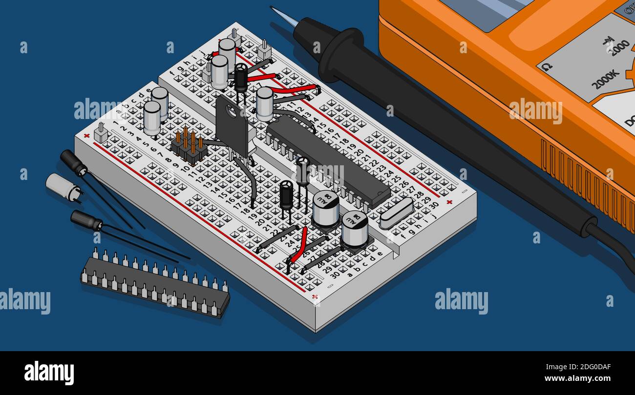 Stylized vector illustration of a Electronics component kit for ...
