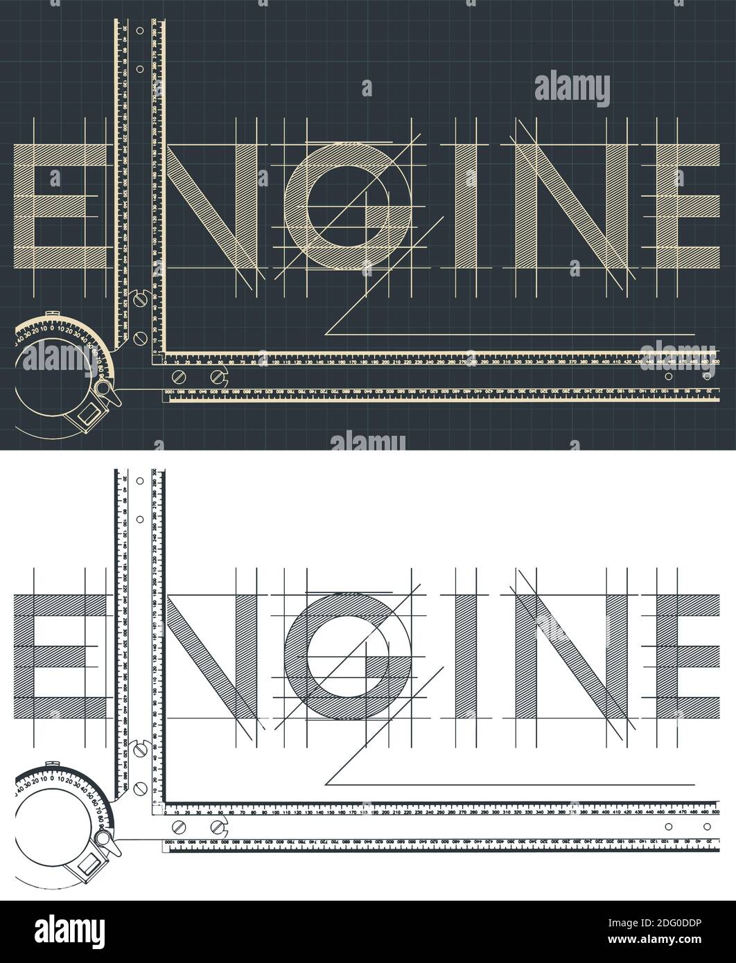 Stylized vector illustration on the topic of engineering and design ...